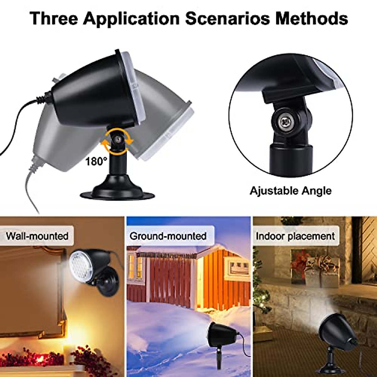 Christmas Projector Lights Outdoor, BS ONE Led Snowflake Lights Indoor Projectors for Christmas Xmas Holiday, Wedding, Home Party, Decoration Show, House,Patio