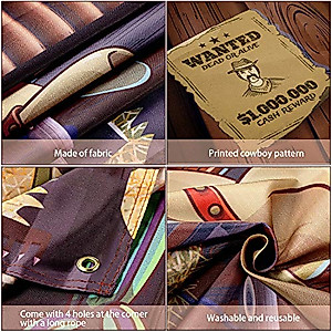 Western Party Supplies, Large Fabric Saloon YeeHaw Western Scene Setters for Western Themed , Wooden House Barn Banner Cowboy Decoration Photo Booth Backdrop Background (Wild West)