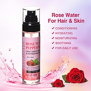 Orientdreads Moisturizing Rose Water and Peppermint Hair Scalp Refresher with Castor Oil for Locs and Dreadlocks - Natural Loc Care and Maintenance (3.4oz)