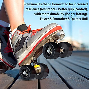 TOBWOLF 8 Pack 58mm x 32mm, 82A Outdoor Quad Roller Skating Wheels, PU Wear-Resistant Wheels Replacements Double-Row Roller Skates Accessories