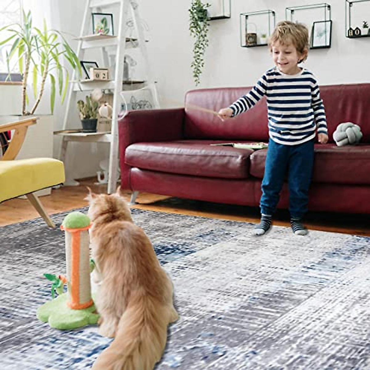 OMERAI Washable Rug 5'x7' Area Rugs for Living Room Abstract Rug Machine Washable Rug with Non Slip Rug for Bedroom Grey Rug Carpet Dining Home Decor Office Area Rug (Gray)