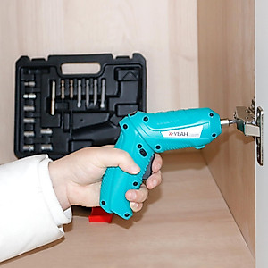 X-YEAH Small Electric Screwdriver, 3.7V Rechargeable Cordless Screwdriver with LED Light, Electric Screwdriver Kit Includes 45pcs Bit Set, USB Charging Cable, Carrying Case