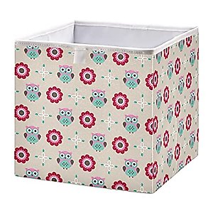 Emelivor Owl CartoonCube Storage Bin Collapsible Storage Bins Waterproof Toy Basket for Cube Organizer Bins for Toys Closet Kids Nursery Boys Girls Clothes Book - 11.02x11.02x11.02 IN