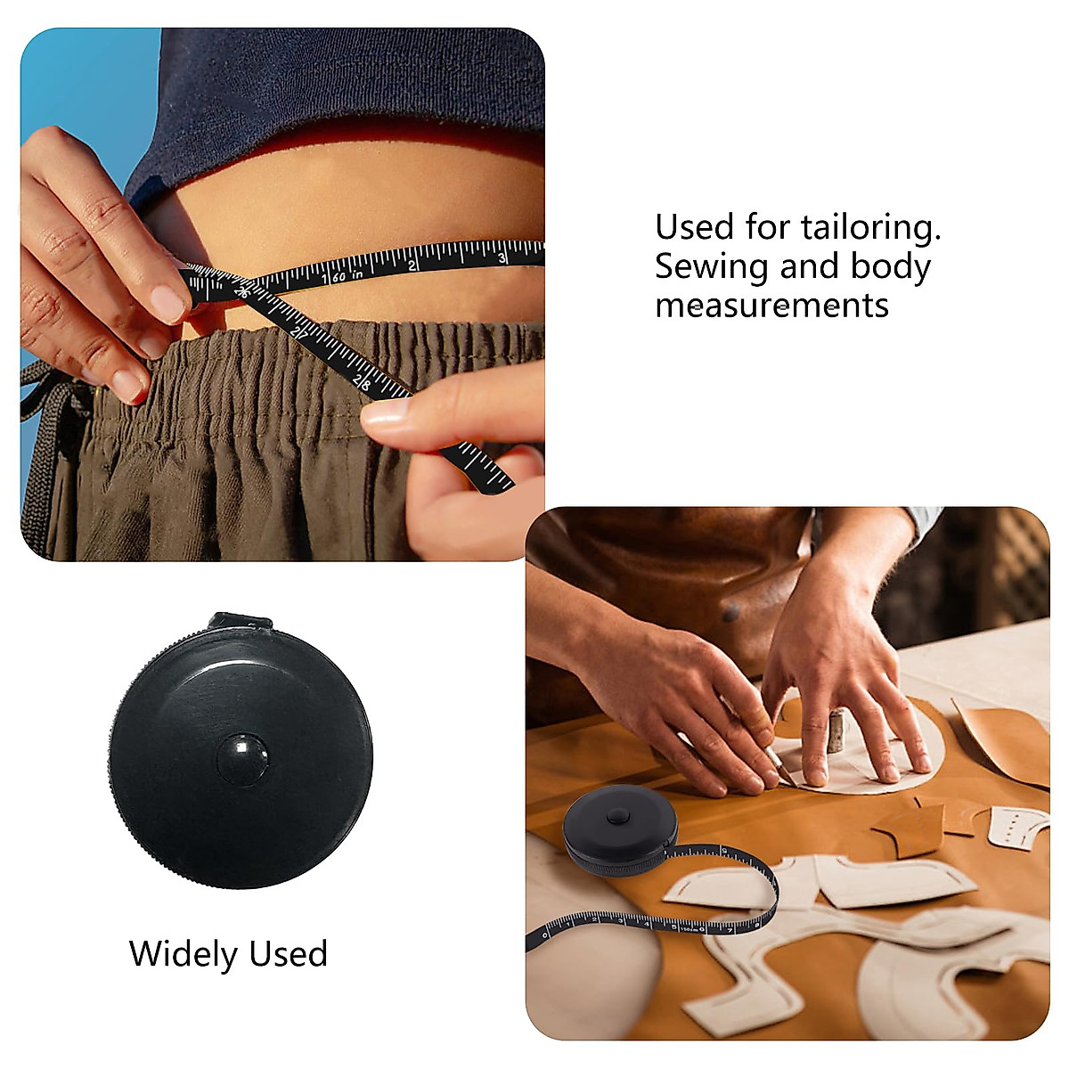 3 Pack Tape Measure Retractable Measuring for Body Fabric Sewing Tailor Cloth Knitting Craft Weight Loss Measurements Retractable Black Dual Sided Tape Measure Body Measuring 60-inch 1.5 Meter