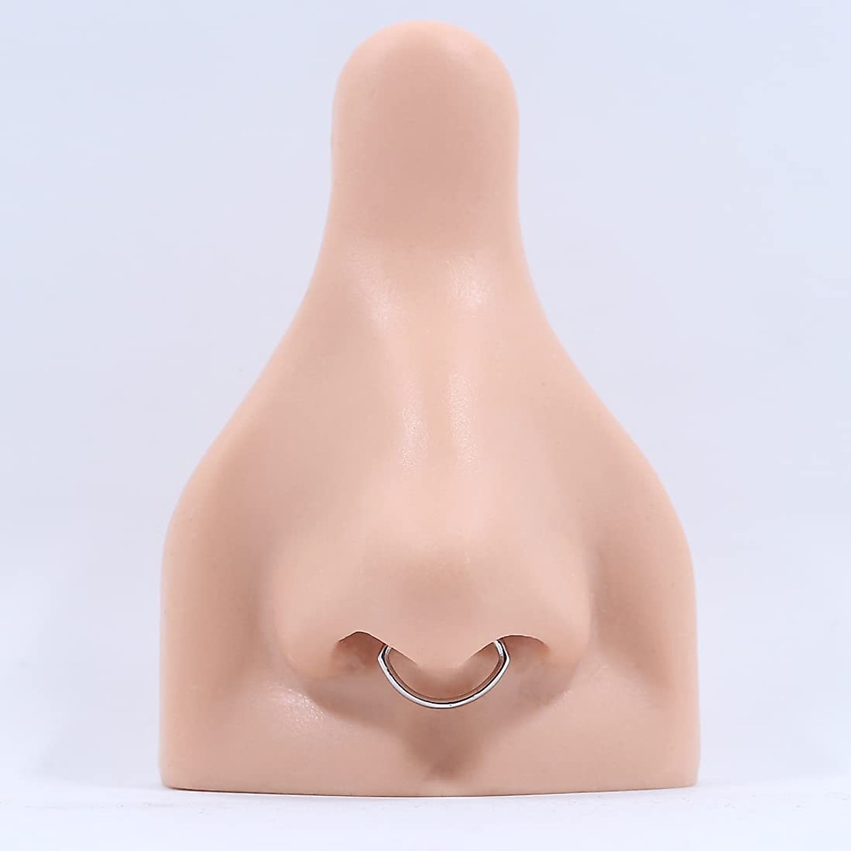 FANSING 16g 8mm Septum Ring for Women - 316L Surgical Steel Septum Clicker in Silver