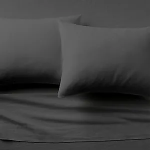 4 Piece Sheet Set Full (54"x75") Size Dark Grey Solid - 100% Egyptian Cotton, 600-Thread-Count Cooling Bed Sheets, 15 Inch Deep Pocket of Fitted Sheet, Egyptian Cotton Sheet For Full Size Bed