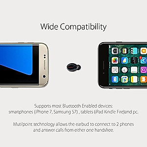 GoNovate G8 Bluetooth Earpiece Wireless Headphone Mini Invisible Earbud, 6 Hrs Playtime 2 Magnetic USB Chargers Tiny Smallest Headset Single Car Earphone with Mic for iPhone Samsung Galaxy (1 Piece)