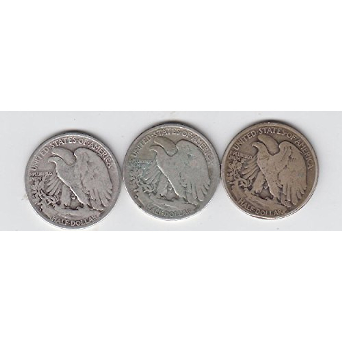 3- Walking Liberty Half Dollars 1934, 1935, 1936 Very Good