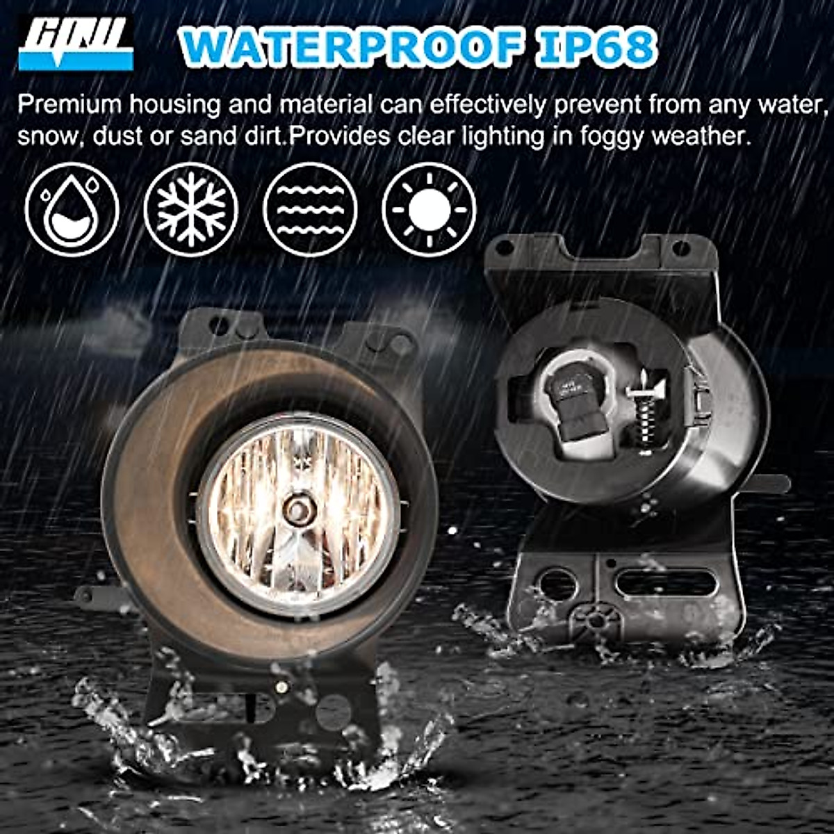 CPW Fog Lights Compatible with 2005 2006 2007 2008 Ford F-150 2006 2007 2008 2010 Lincoln Mark LT Fog Lamp Assembly with H10 12V42W Halogen Bulbs Driver and Passenger Side Clear Lens