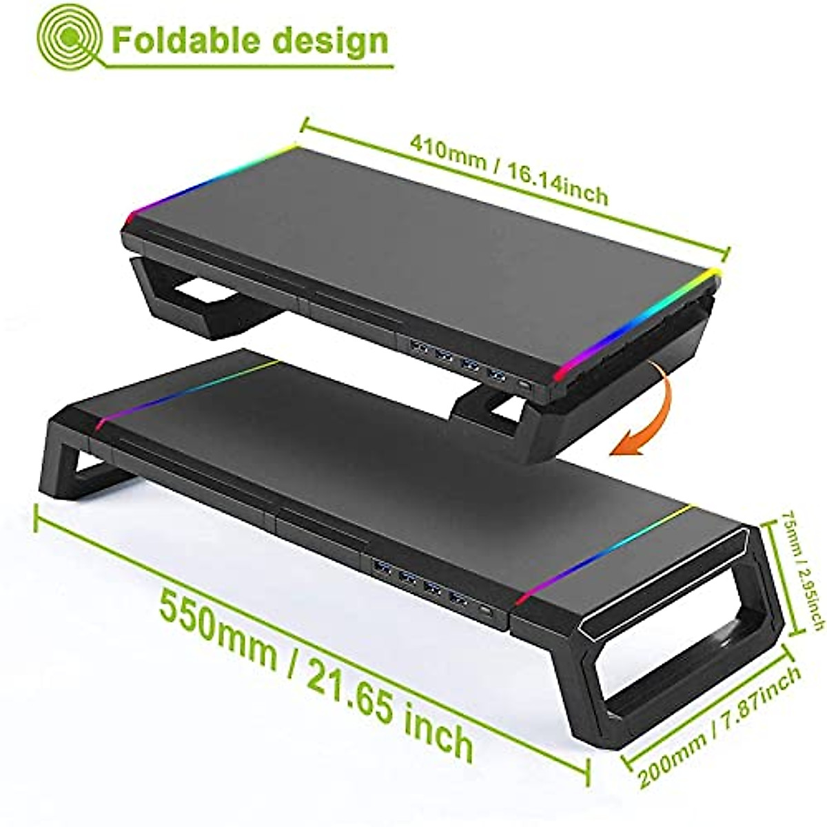 Monitor Stand Foldable Riser Stand, Computer Monitor Riser with USB Port 4pcs, Monitor Stand Computer Monitor Stand