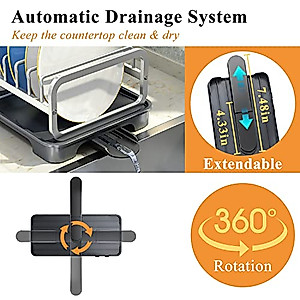 Small Dish Drying Rack, Aluminum Dish Rack with Utensil Holder, Anti-rust Dish Racks for Kitchen Counter Multifunctional Dish Drainer with Drainboard, Drying Rack for Dishes, Knives, Spoons, and Forks