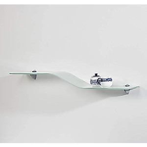 LTL Home Products Wallscapes Allure Glass Wave Floating Wall Shelf, 8"x40", Opaque
