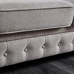 Dvasovio 88.5" Chesterfield Sofas for Living Room, Linen Upholstered Sofa with Tufted Back, Classic 3 Seater Leather Couch Rolled Arm for Living Room Office (Light Grey)