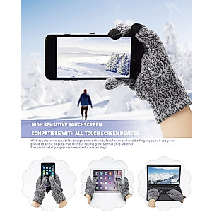 Womens Winter Warm Knit Beanie Hat Touchscreen Gloves Long Neck Scarf Set with Fleece Lined Skull Caps Gifts for Women Men