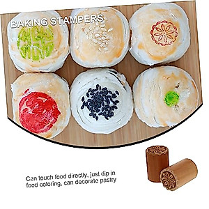 UPKOCH 6 Pcs baking stamp mooncake maker cutter pottery tool Moon Cake Maker Tool DIY Baking Mold cookies dough cookie embosser mooncake stampers moon cake stamp pastry wooden Masher