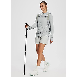 BALEAF Women's UPF 50+ Sun Protection Hoodie Jacket with Pockets for Hiking, Sports & Outdoor - Gray L
