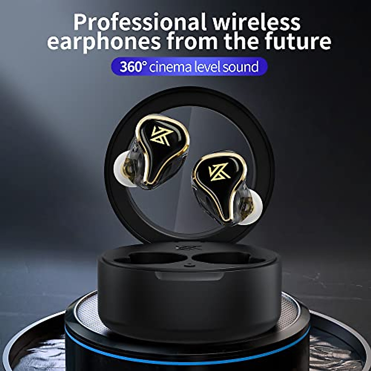 KZ Wireless Earbud Bluetooth in Ear Headphone with Microphone Hybrid Technology Earphone Stereo Sound Headset Touch Control with Charing Case Compatible with Apple&Android (SK10)
