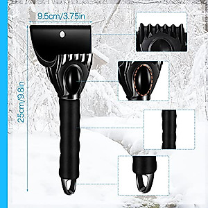 Hicarer Winter Ice Scrapers 2 Pack Plow Like Snow Scraper for Car Plastic Window Scraper Non Slip Windshield Scraper Frost Removal Tool with Foam Handle for Cars Small Trucks Window (Black, Blue)