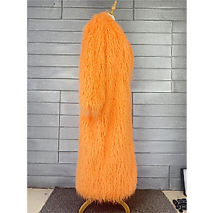 Vickstco Women's Fluffy Faux Fur Long Overcoat Winter Spring Warm Outwear Parka Coat White