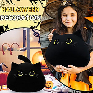 19'' Black Cat Plush- Giant Black Cat Stuffed Animal, Large Black Cat Plushie Kawaii Plushies with Star Eyes Cat Plush Pillow, Halloween Black Cat Decor Plush Toys Halloween Plush Gift for Kids