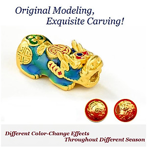 LOTONJT Feng Shui Wealth Bracelet Five Element Five Gods of Wealth Pixiu Bracelet Chinese Antique Style Metaphysical Jewelry Vietnamese Gold Pi Yao Crystal Bracelet,Style a