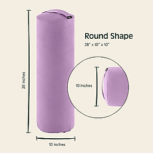 Retrospec Sequoia Yoga Bolster Pillow - Meditation Cushion for Yoga Practices - Includes Machine Washable 100% Cotton Cover & Durable Carry Handle; Round, Wisteria