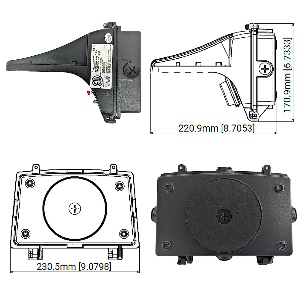 E2 lighting-LED Full Cut-Off Wall pack-40W with 2-in-1 Motion Sensor and Daylight Harvest, 90 Minutes Emergency Battery Backup, Wall Mount, dimmable, ROHS - UL, and DLC Certified