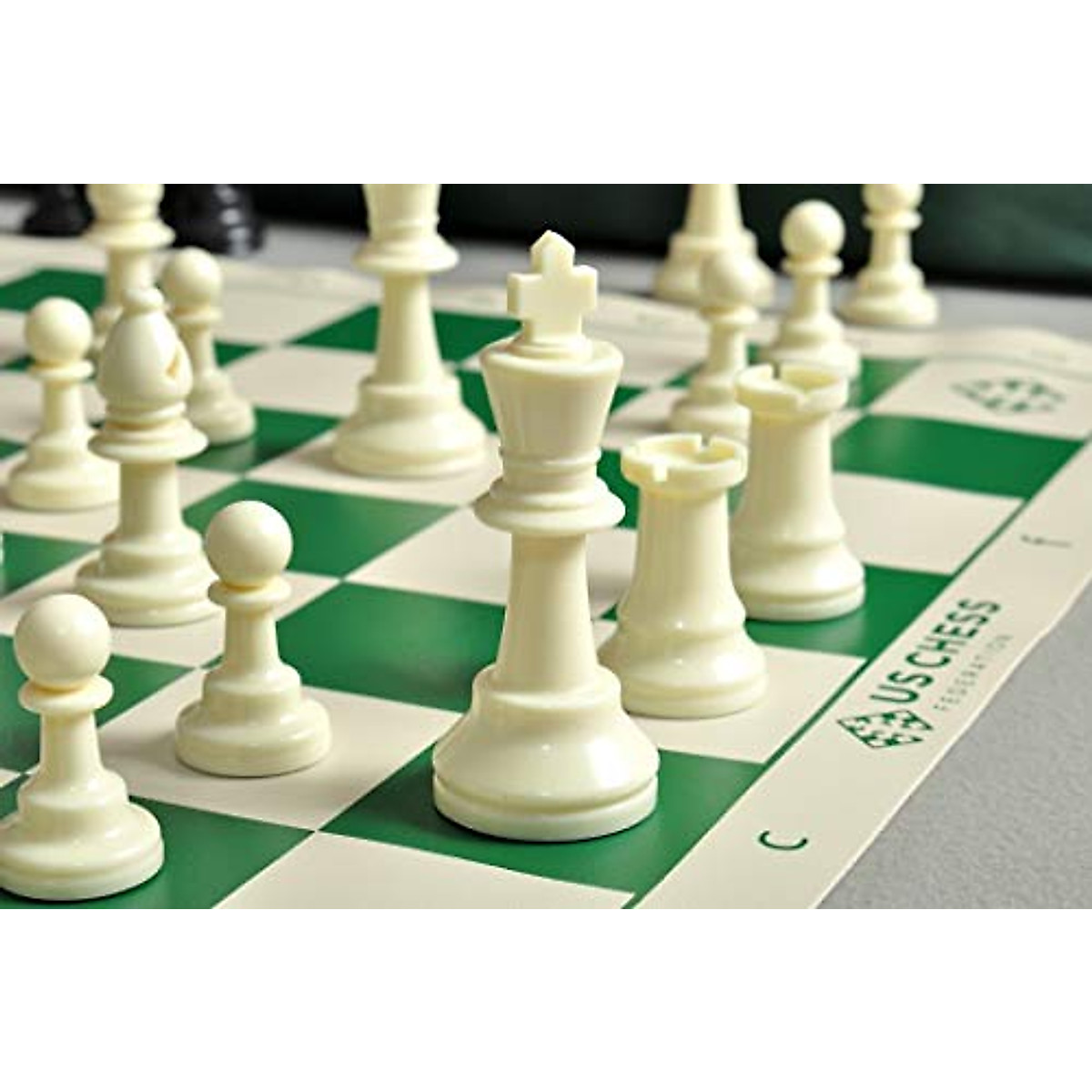 US Chess Quiver Tournament Chess Set Combination Triple Weighted (Green)
