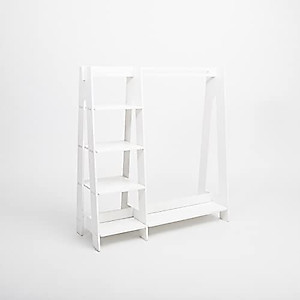 Sweet Home from wood Children’s Wardrobe - Wooden Clothes Rack with Hanging Rail & Display Shelf for Children - DIY Dressing Furniture, Open Closet for Kids, Easy to Assemble (White)