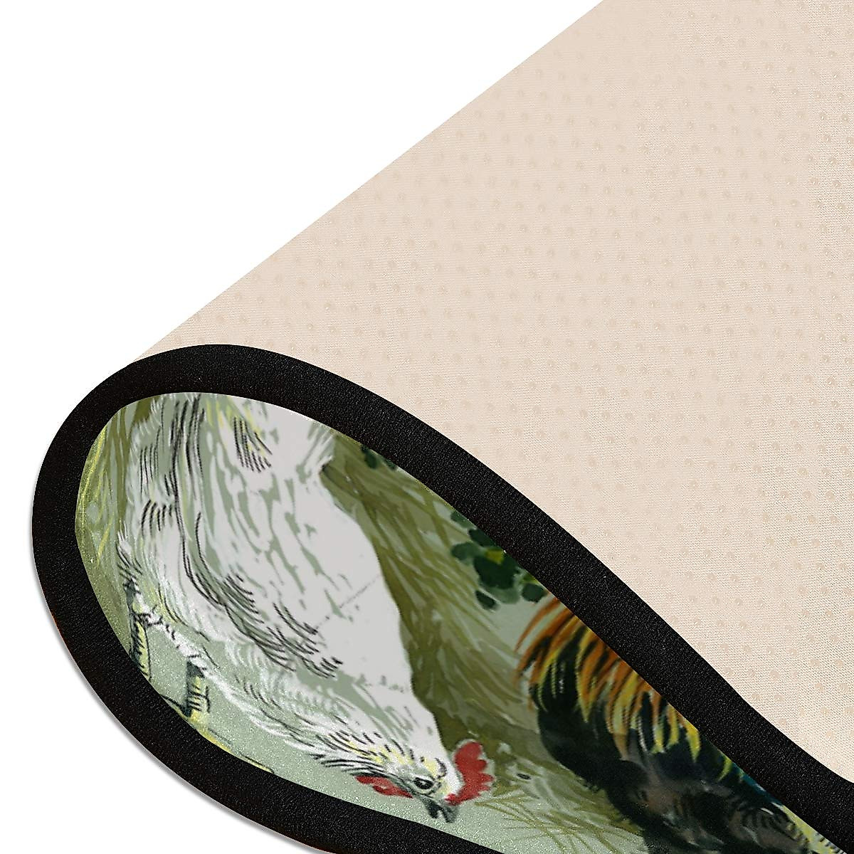 Rooster Runner Rug, Hen Vintage Rural Life Bath Rug Non-Slip Soft Kitchen Mat Doormat Large Runner Carpet 72" X 24"