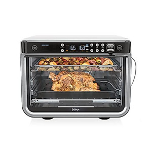 Ninja DT251 Foodi 10-in-1 Smart XL Air Fry Oven, Bake, Broil, Toast, Air Fry, Roast, Digital Toaster, Smart Thermometer, True Surround Convection up to 450°F, includes 6 trays & Recipe Guide, Silver