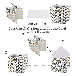 BAIST Storage Cubes Organizer Gold Storage Bins 11 inch Storage Cube Bins Collapsible Cloth Storage Cube with Metal Handles for Shelves Closet Bedroom Cloth Toys Foods Baby (2-Pack, Gold Circle)
