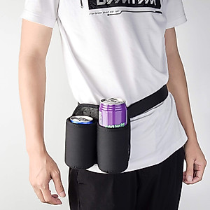 CM 2-Bottles Beer Belt Strap Can Holder Soda Beverage Holder with Buckle for BBQ Party Camping Beer Can