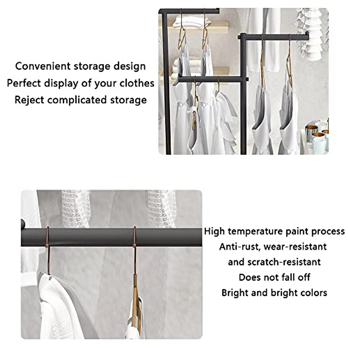 Household Products T-Shaped Clothes Rack,Heavy Duty Garment Clothing Rack,Retail Clothing Displays Stands,for Hanging or Displaying Clothing, Gold, 47.2in/120cm