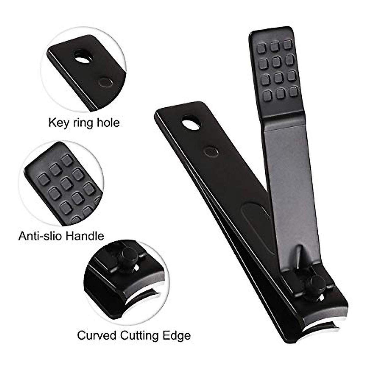 Nail clippers set Black Matte Stainless Steel Fingernail & Thick Toenail & Ingrown Nail clippers, Perfect 3 pcs Nail clippers Cutter for Men and Women (Black)