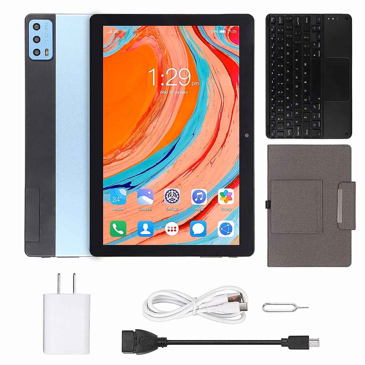 DAUERHAFT 10.1 Inch 2 in 1 Tablet, Tablet PC 6GB RAM 128GB ROM Octa Core Processor Dual Speakers 2.4G 5G Dual Band WiFi Rear 16MP for Learning for Work (US Plug)