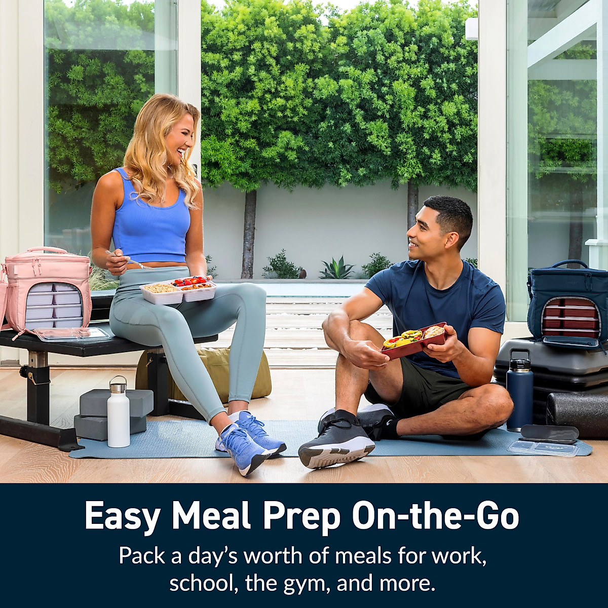 Bentgo® Prep Deluxe Insulated Multimeal Bag - Lunch Box Bag, Holds 5 Meals, Premium Insulation up to 8 Hrs, Durable, Water-Resistant - Large Capacity For Adult Meal Prep (Navy Blue)