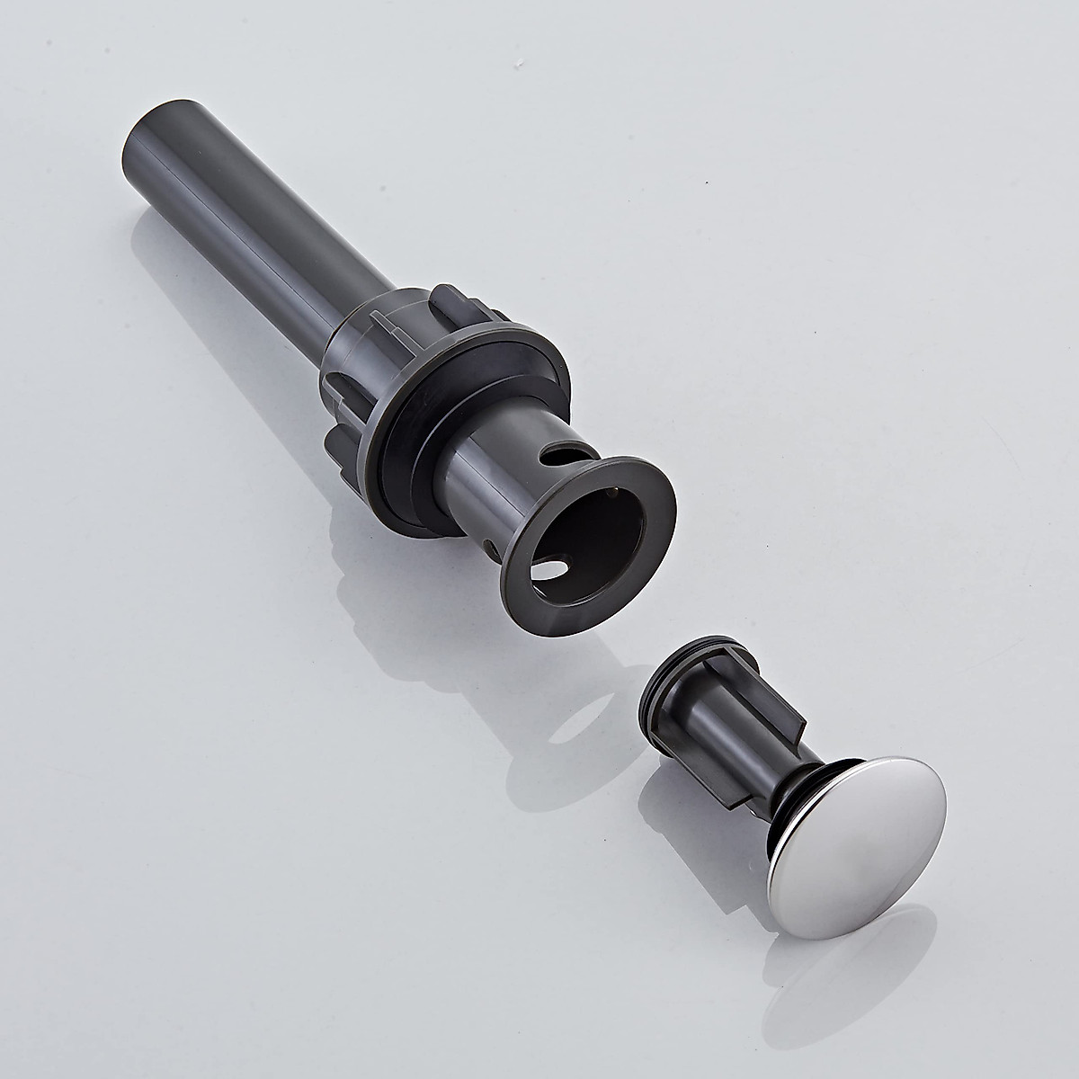 Gangang Bathroom Sink Drain with Overflow Vessel Sink Lavatory Vanity Pop Up Drain Stopper Chrome Cap, ABS Plastic Rustproof