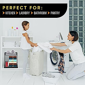 Under Sink Organizer,Metal Pull Out Kitchen Cabinet Organizer with Sliding Drawer,Sturdy Multi-Functional for Bathroom Organization,Black