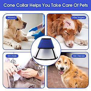 ASENKU Adjustable Dog Cone Collar, Comfortable Cone for Dogs After Surgery, Soft Dog Cone, Protective Pet Recovery Collar for Large Medium Small Dogs, Elizabethan Collar Dog Blue, M