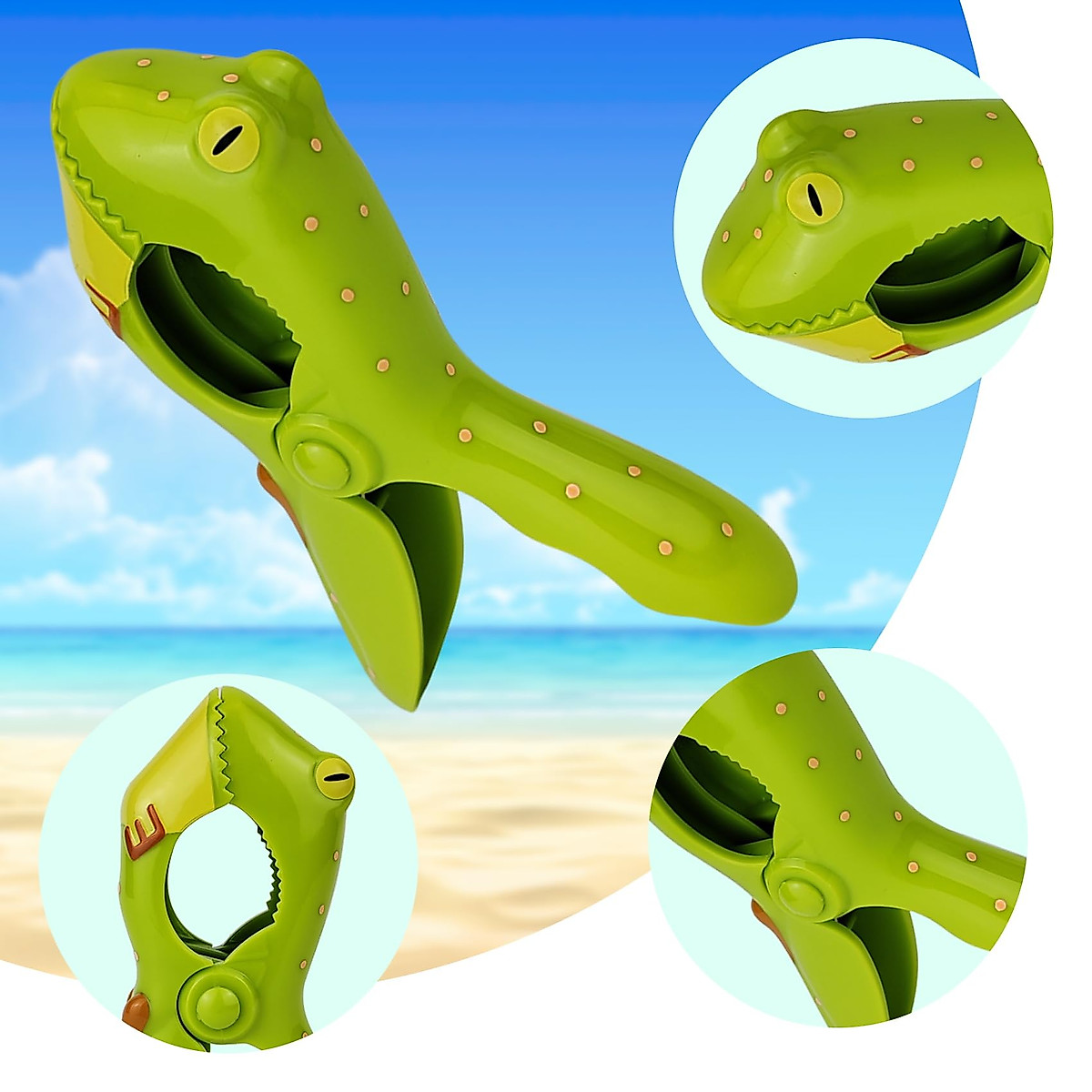 Beach Towel Clips for Chair Secure Clips for Beach Chairs Jumbo Size Plastic Clothes Pegs for Pool Lounger (Frog-A)