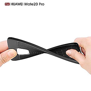 Beovtk Compatible with Huawei Mate 20 Pro case, Silicone Leather[Slim Thin] Flexible TPU Protective Case Shock Absorption Carbon Fiber Cover for Huawei Mate 20 Pro (Navy)