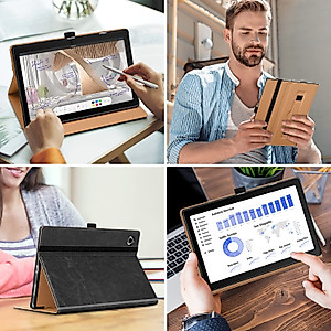 DTTO for Samsung Galaxy Tab A8 10.5 Inch Case 2022, Premium Leather Business Folio Stand Cover with Built-in Hand Strap for Galaxy Tab A8 10.5" 2022 Model [SM-X200/X205/X207], Black
