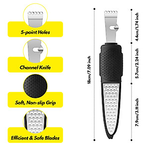 Rainspire Lemon Zester Tool with Channel Knife, Stainless Steel Citrus Zester Tool, Lemon Peeler, Zesters for Kitchen, Ultra Sharp 2-in-1 Tool Easily Creates Citrus Zest, Black