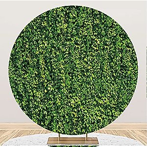 Renaiss 6x6ft Green Leaves Round Backdrop Covers for Photoshoot Man Woman Portrait Foliage Wall Circle Photography Background Wedding Baby Shower Newborn Birthday Party Decor Photo Booth Props