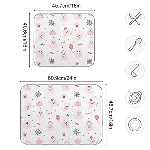 Cute Pink Ghosts Webs Pumpkins Spiders Skulls Drying Dish Mat Dish Mat Drying 18 X 24 Dish Drainer Mat For Kitchen Counter Dry Matt Air Fryer Heat Resistant Mat Dish Drying Mat Xl Microfiber