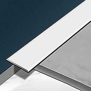 TABKER Metal Floor Transition Door Strip Flat Divider Strips, 0.6" / 0.8" / 1.4" / 2" / 2.4" Wide, Premium Flat Saddle Threshold Door Threshold Bar (Color : White, Size : Width 5cm/2")