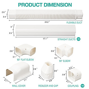OSMOFUZE 3" W 10Ft L Mini Split Line Set Cover Kit, Air Conditioner Decorative PVC Line Cover Kit for Mini Split AC and Heat Pumps