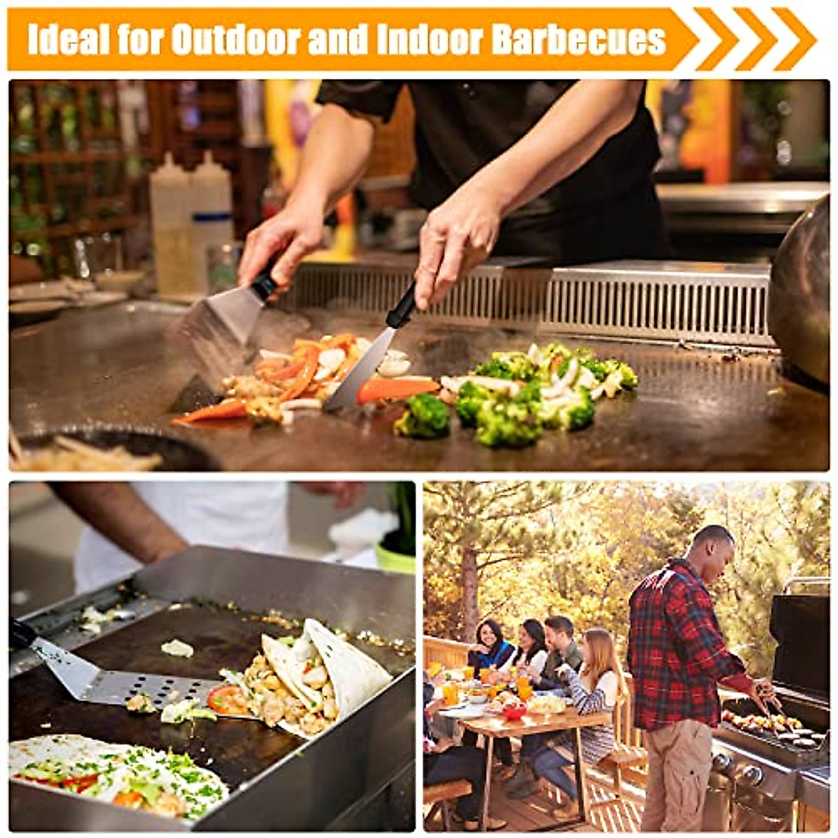 Morole Griddle Accessories Kit, 10PCS Flat Top Grill Accessories Set for Blackstone, Stainless Steel BBQ Accessories with Griddle Spatula, Griddle Scraper, Chopper, Bottles, Cleaning Set, Tong