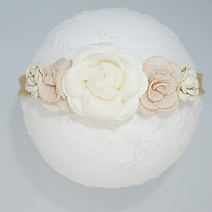 WNYUJOY Baby Girl Flower Headbands Set, 3pcs Elastic Nylon Floral Hair Band, Bows Wrap for Infant Newborn Toddler